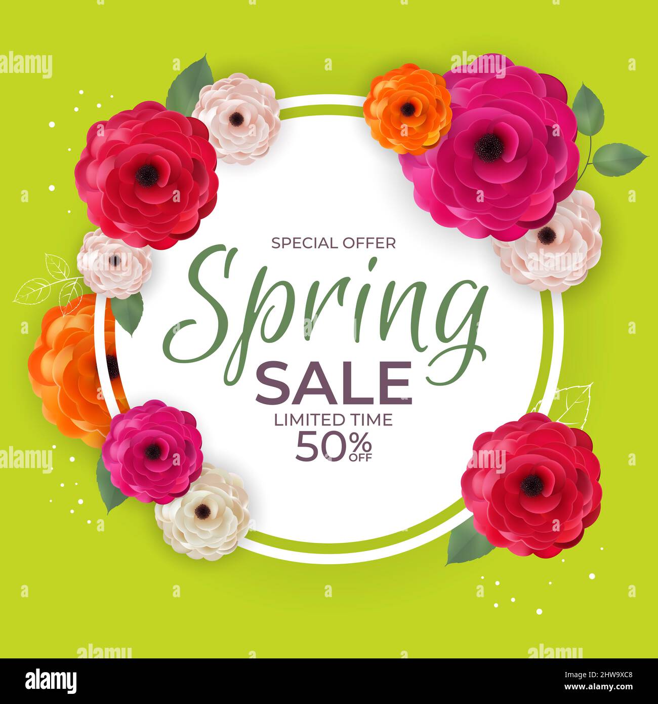 Spring Bright Special Offer Sale Poster Natural Background with Flowers ...