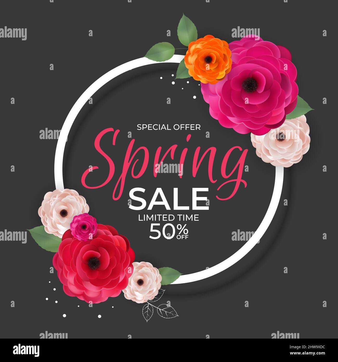 Spring Special Offer Sale Ads Poster Natural Background with Flowers ...