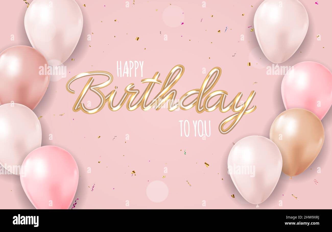 Happy Birthday Holiday Background with Realistic Balloons. Illustration ...
