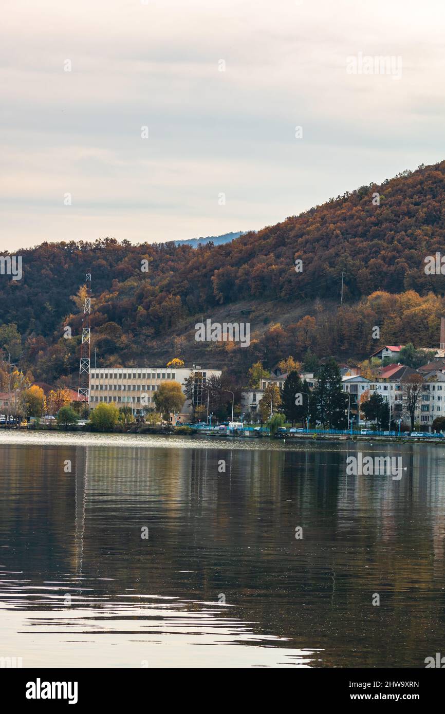 View of Danube river and Orsova city, waterfront view. Orsova, Romania ...