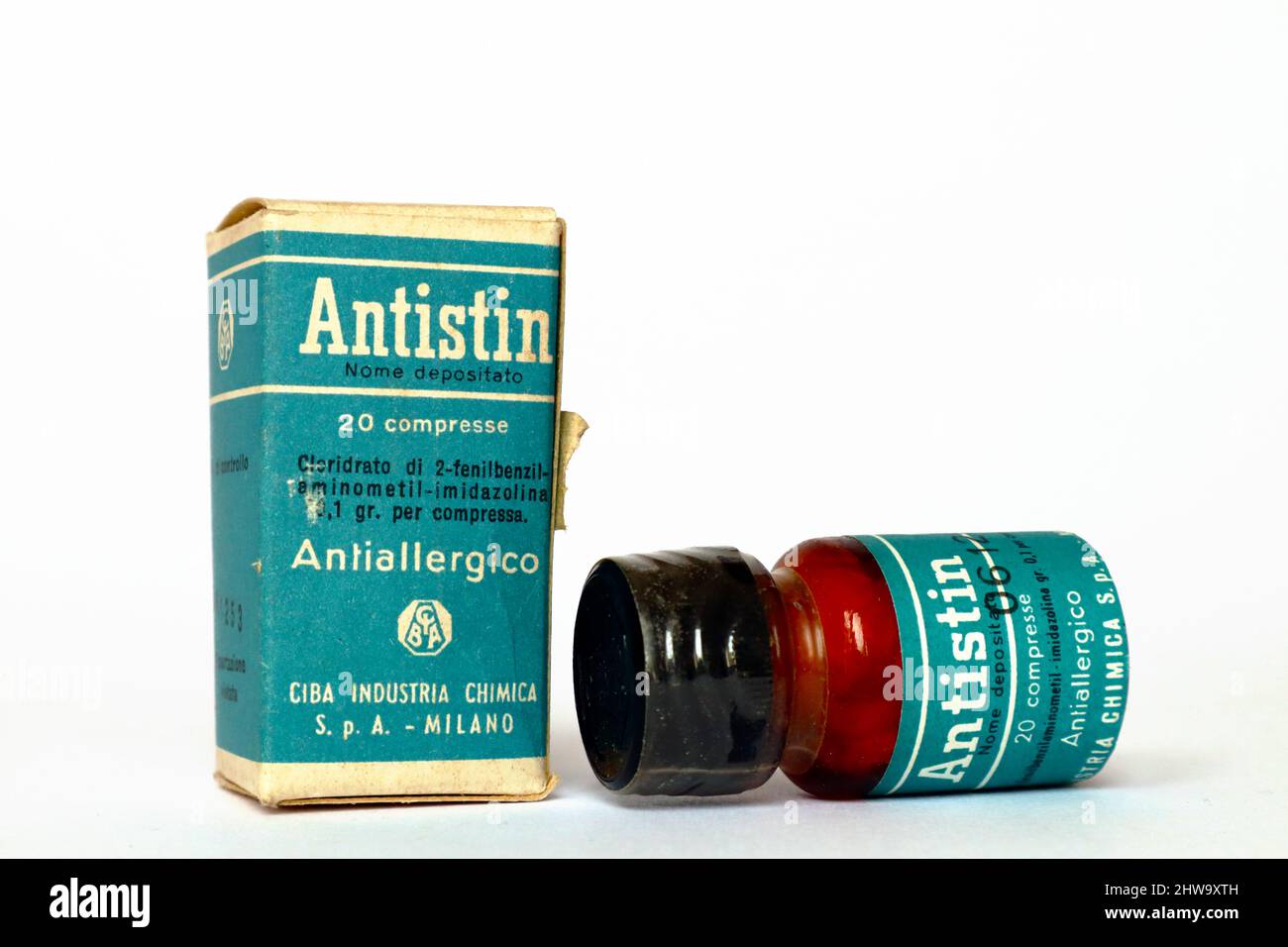 Vintage 1950s ANTISTIN CIBA, Antiallergic medicine. CIBA – Milan (Italy ...