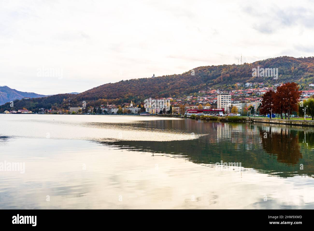 View of Danube river and Orsova city, waterfront view. Orsova, Romania ...
