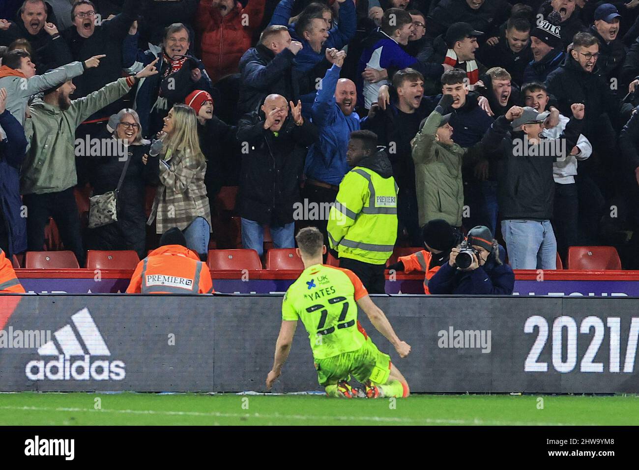 Ryan Yates #22 of Nottingham Forest celebrates his goal to make it 1-1 ...