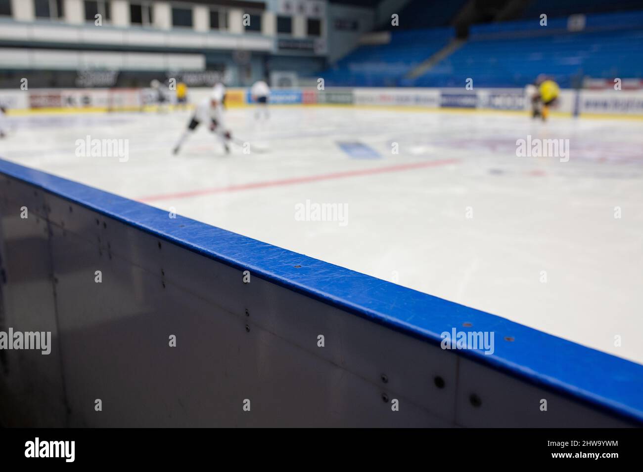 Ice hockey stadium rink background Stock Photo - Alamy