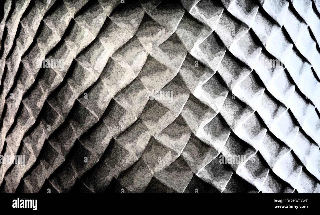 Background image of rows upon rows of creases and folds in black and ...