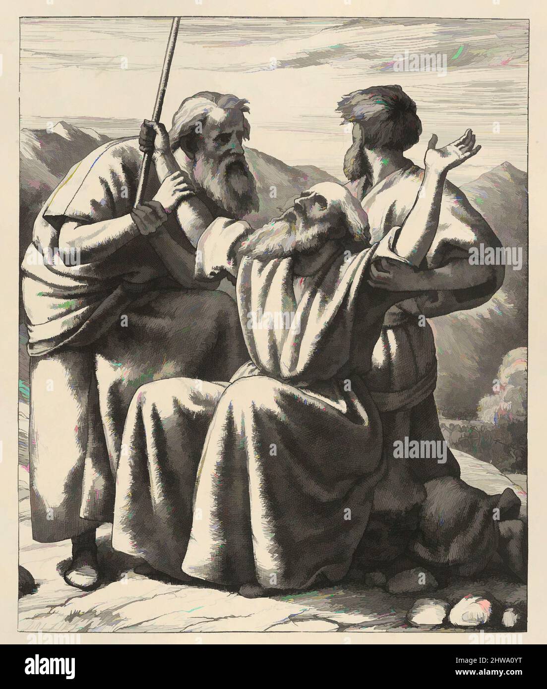 Art inspired by Drawings and Prints, Print, Moses' Hands Held Up ...