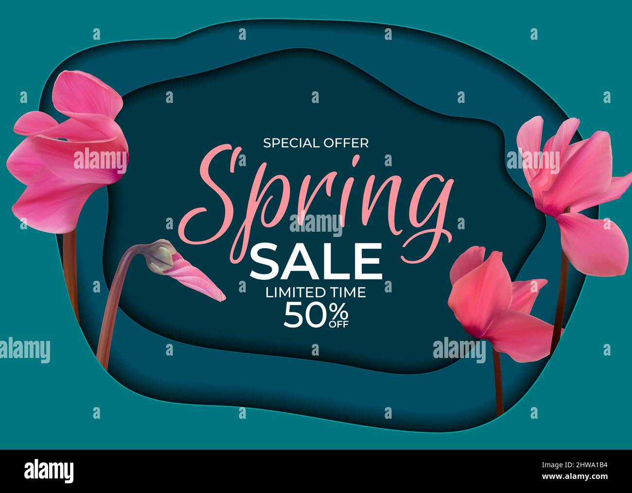 Spring Special Offer Sale Background Poster Natural Cyclamen Flowers ...