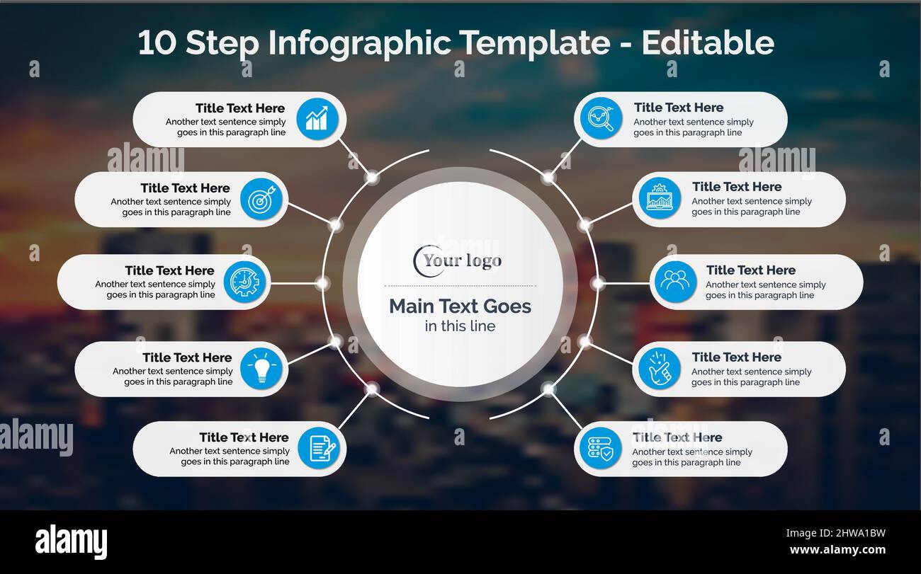 Infographic Design Template 10 Steps. Graph, Pie chart, workflow layout ...