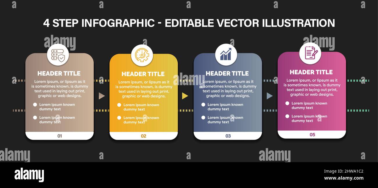 4 Steps Infographics Design Template - Graph, Pie chart, workflow layout, cycling diagram ...