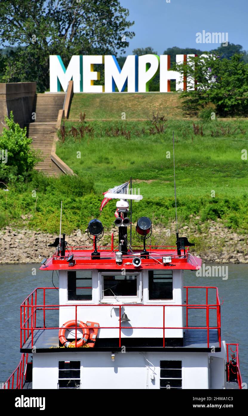 Pilot house on a cruise boat, docked in Memphis, Tennessee, faces the ...
