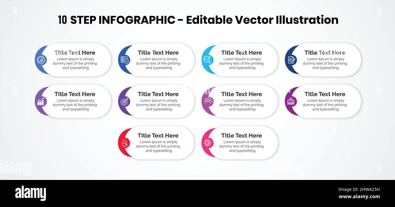 10 Steps Infographics Design Template - Graph, Pie chart, workflow ...