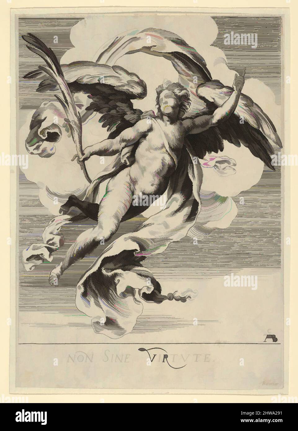 Art inspired by Drawings and Prints, Print, Winged angel holding a palm ...