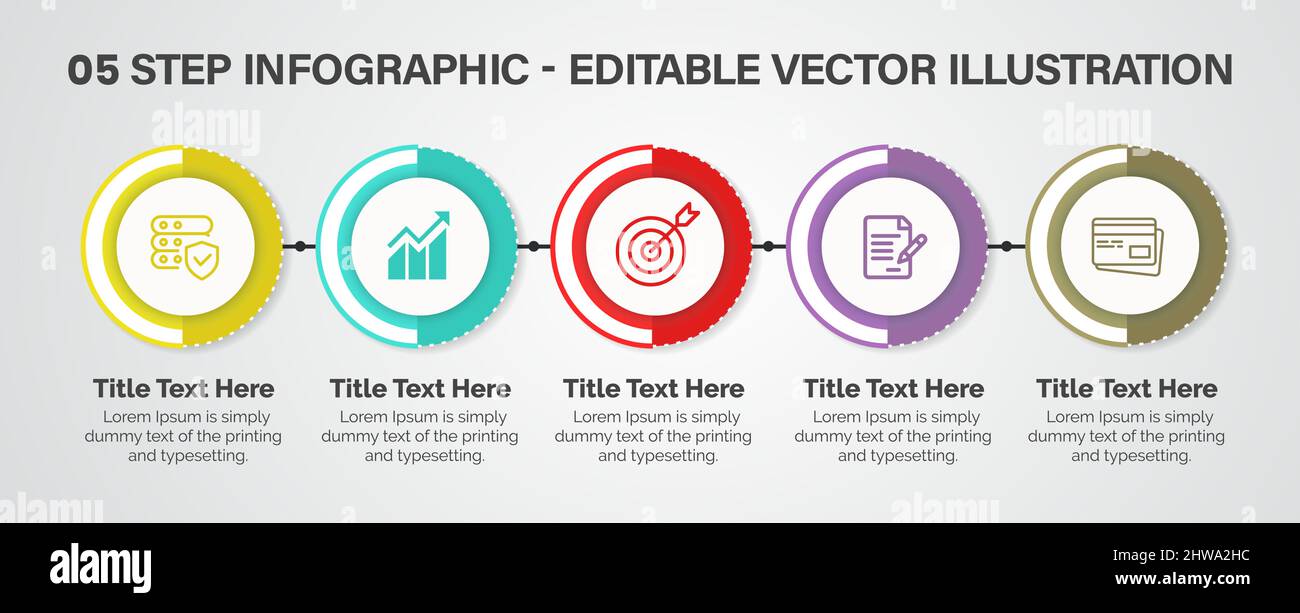 5 Steps Infographics Design Template - Graph, Pie chart, workflow ...