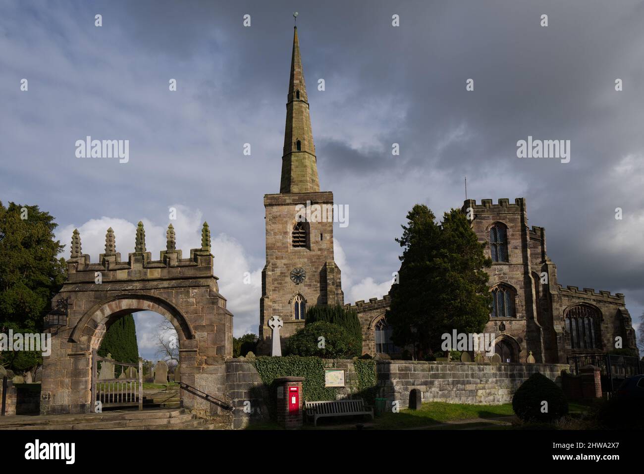 St Mary's Anglican Church Astbury near Congleton with separate tower ...