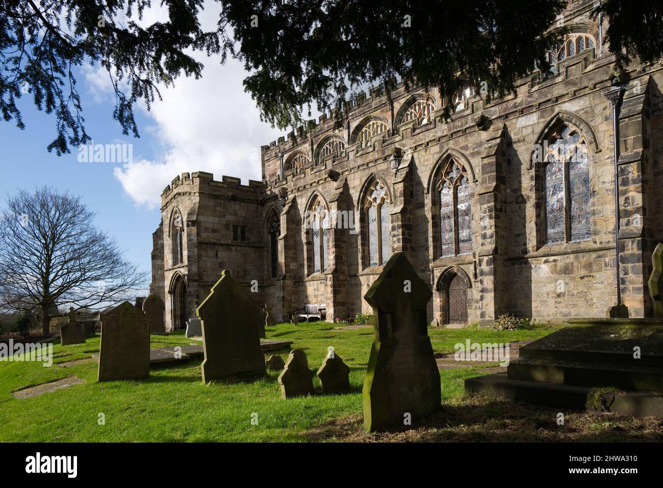 St Mary's Anglican Church Astbury near Congleton with separate tower ...
