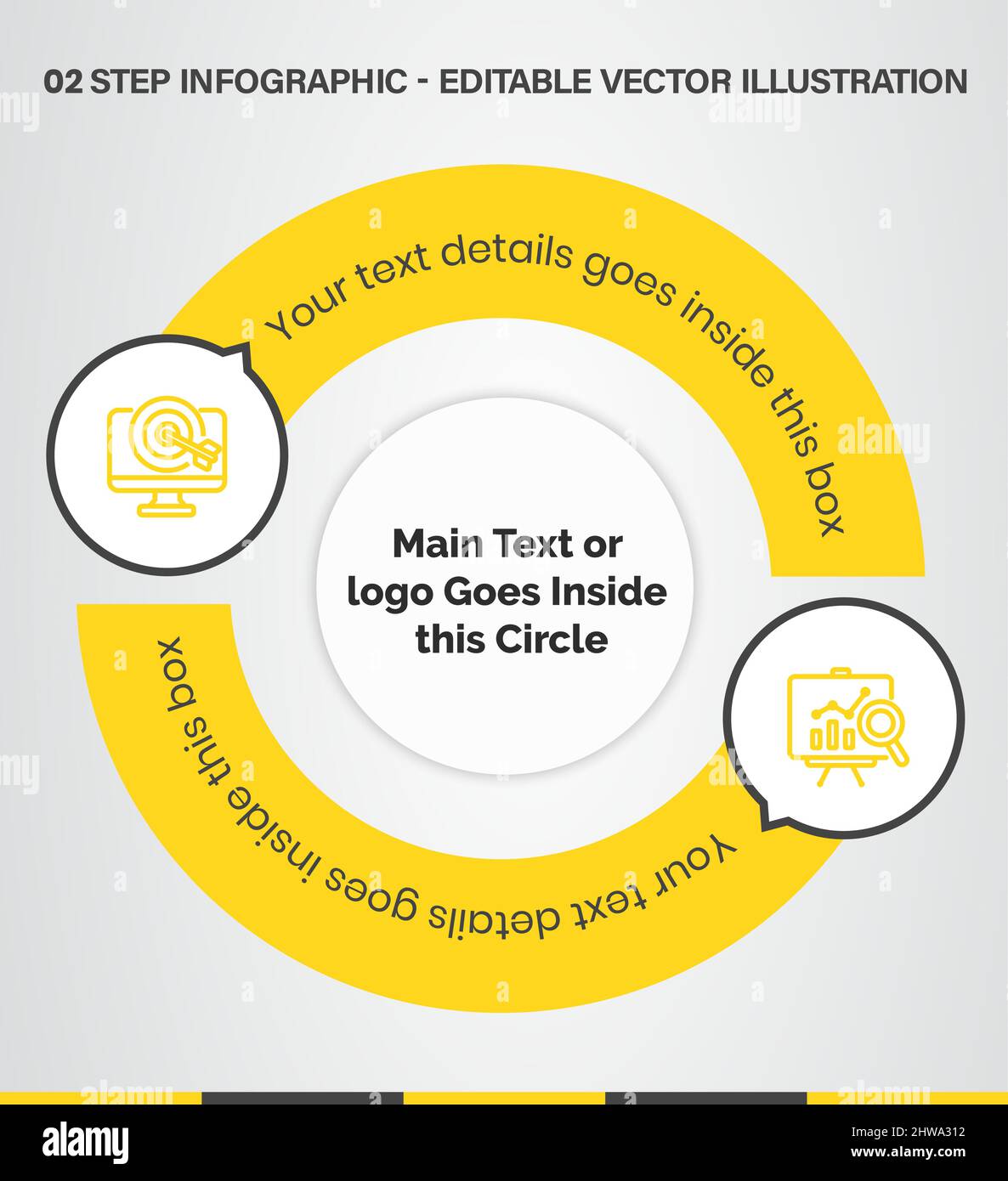 2 Steps Infographics Design Template - Graph, Pie chart, workflow ...