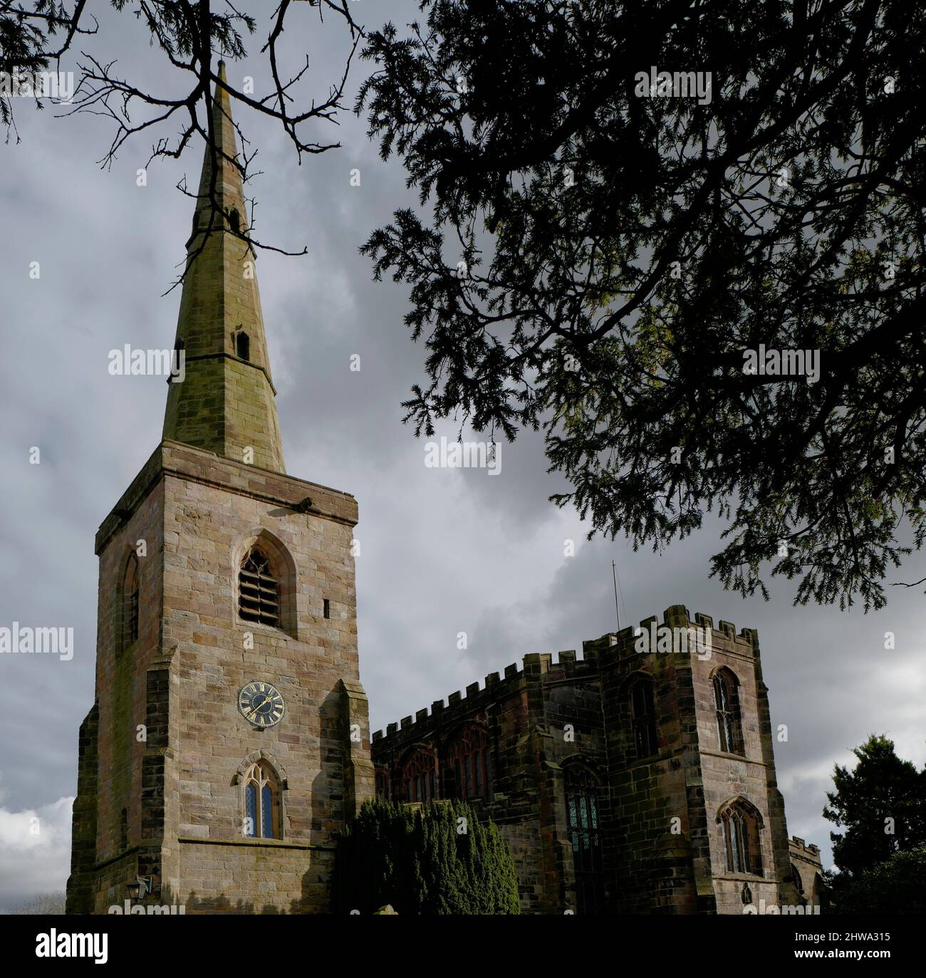 St Mary's Anglican Church Astbury near Congleton with separate tower ...