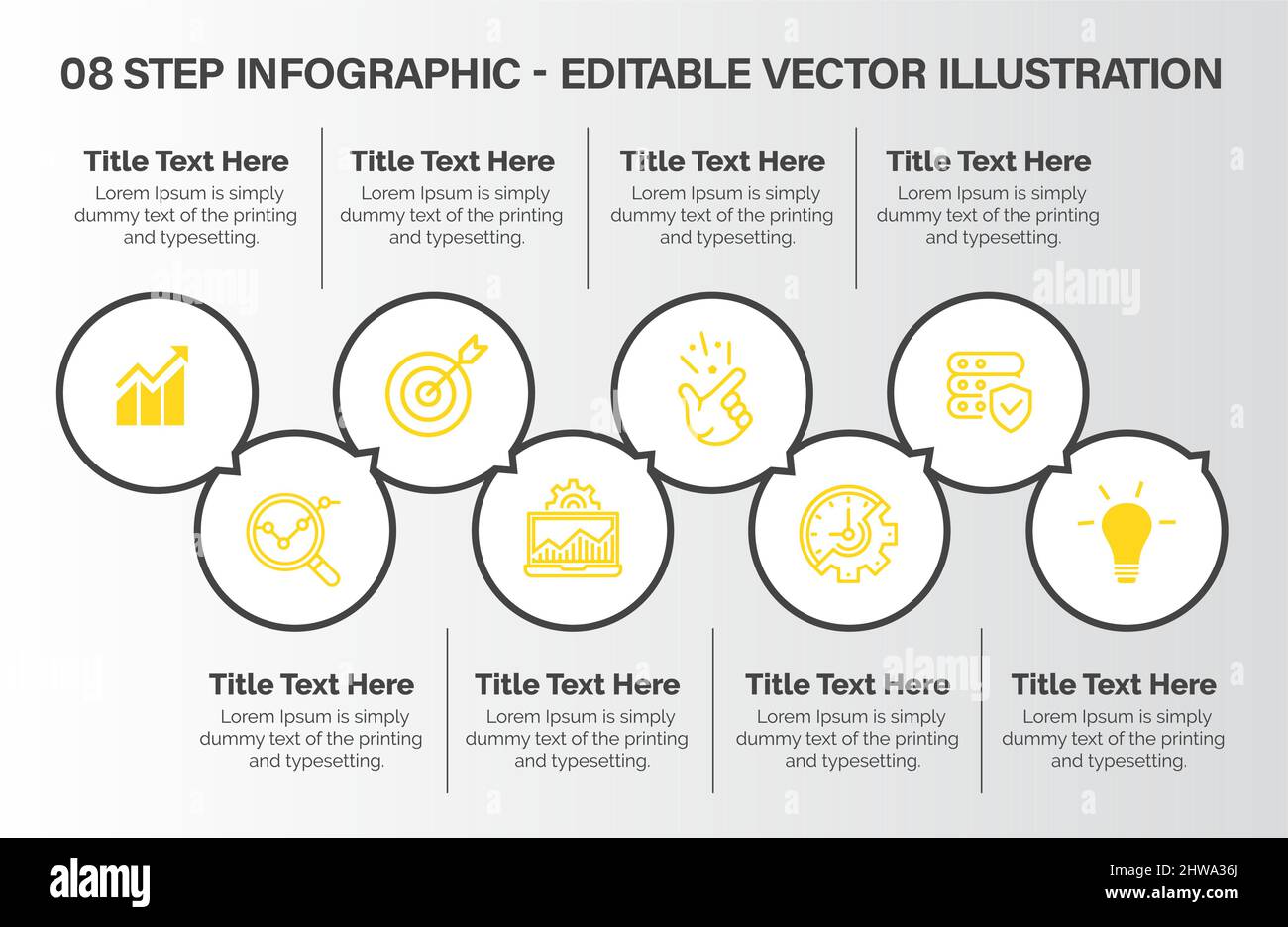 8 Steps Infographics Design Template - Graph, Pie chart, workflow ...