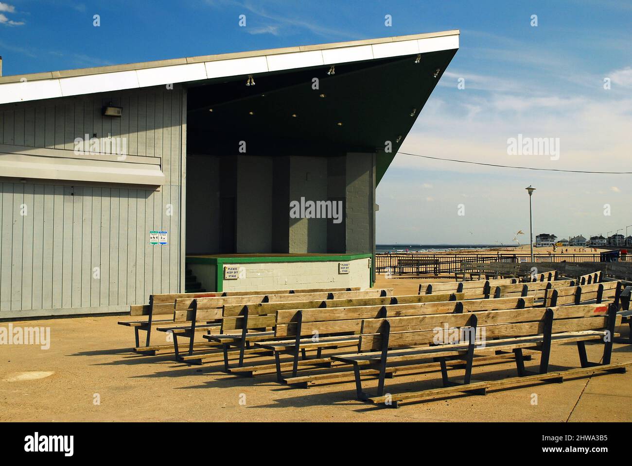 A performing arts pavilion on the boardwalk of Hampton Beach, New ...