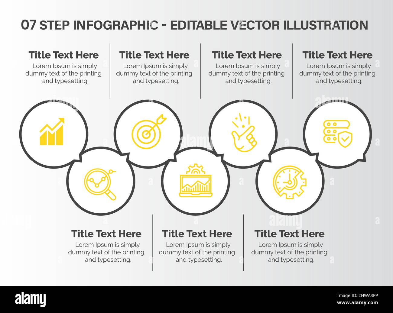 7 Steps Infographics Design Template - Graph, Pie chart, workflow ...
