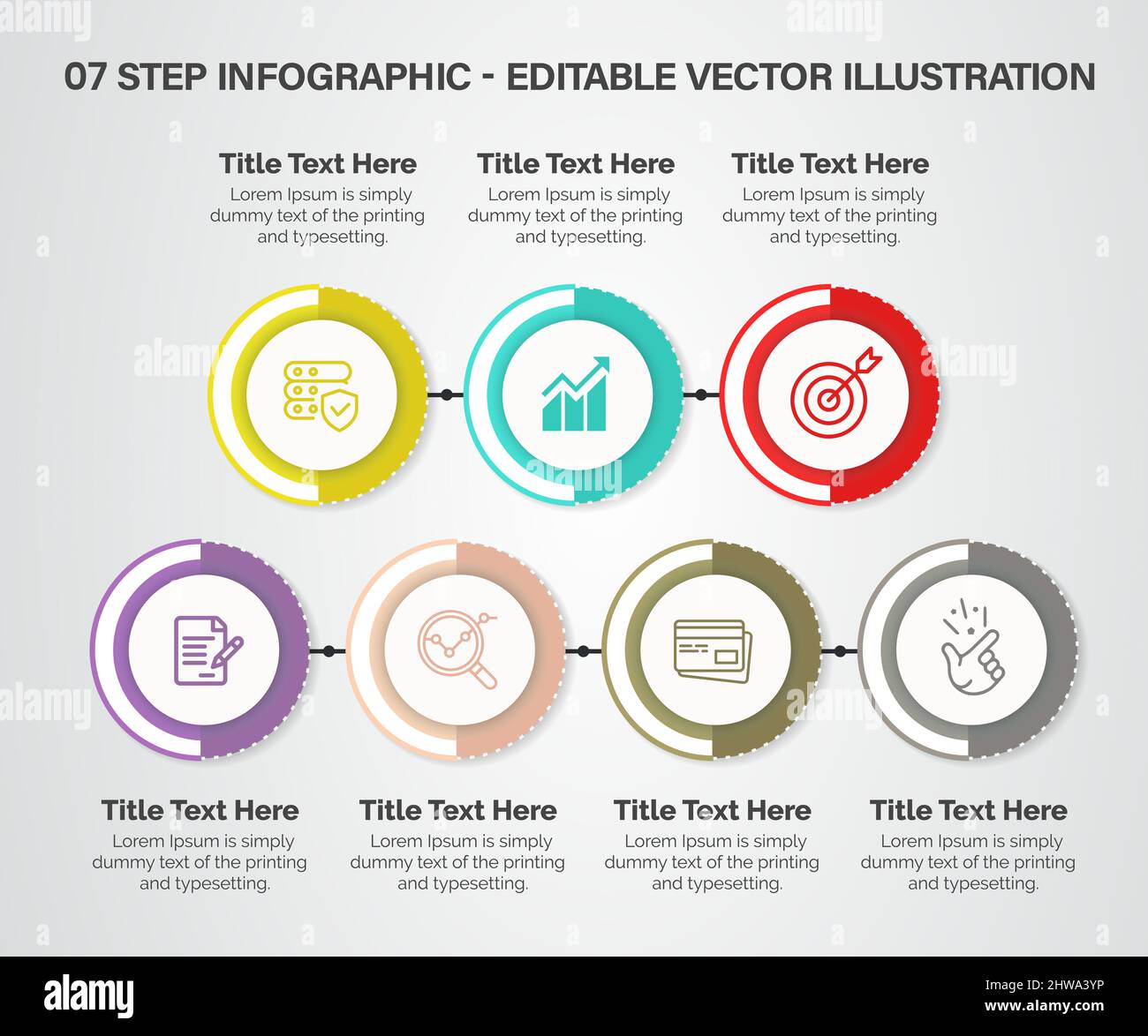 7 Steps Infographics Design Template - Graph, Pie chart, workflow ...
