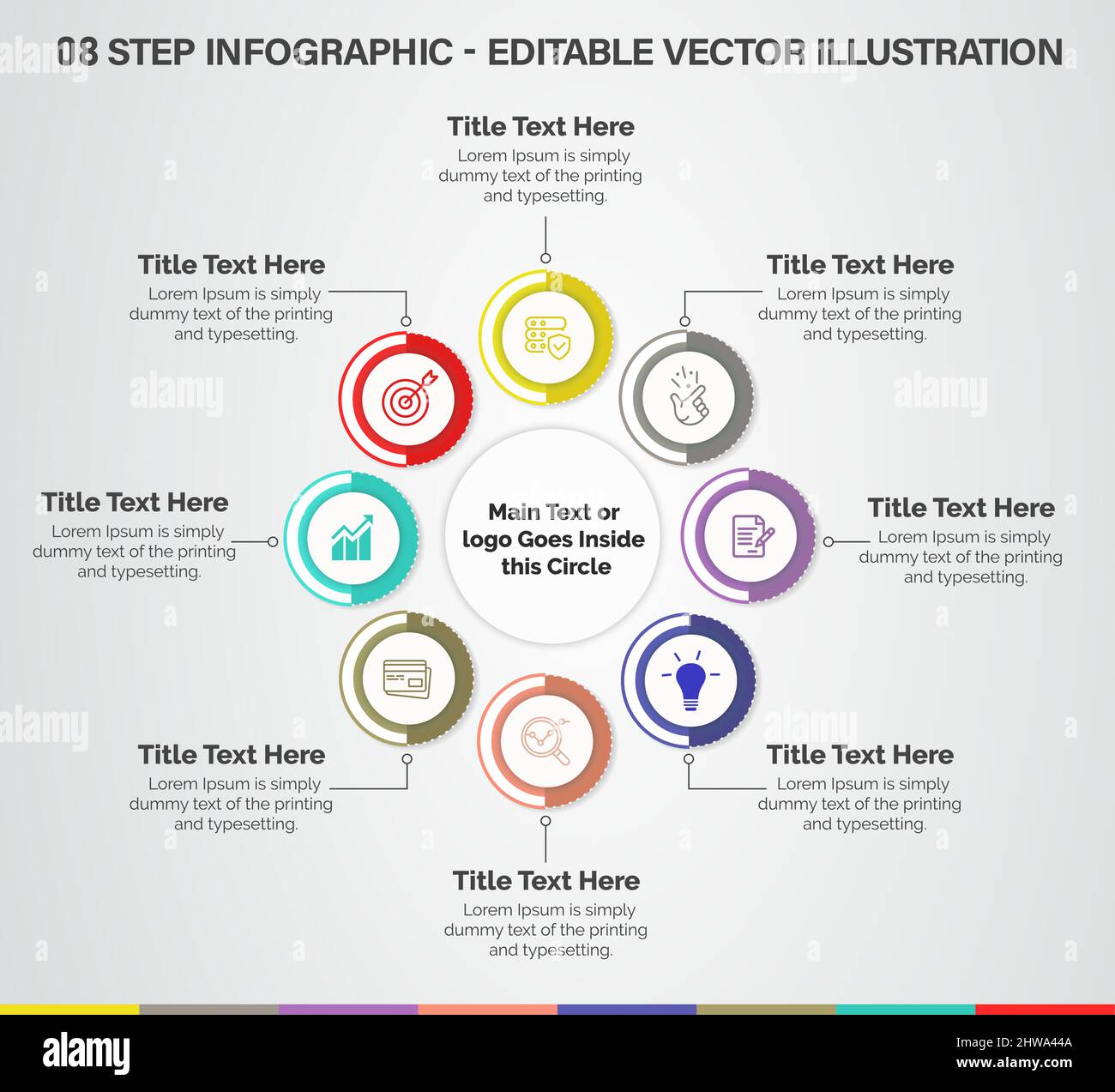 8 Steps Infographics Design Template - Graph, Pie chart, workflow ...