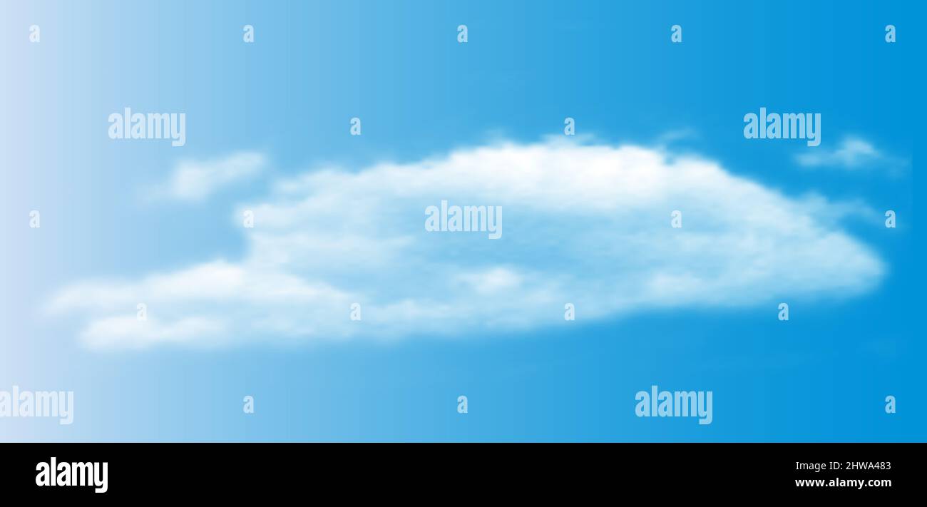 Realistic 3D white clouds on blue sky background. illustration Stock Photo - Alamy