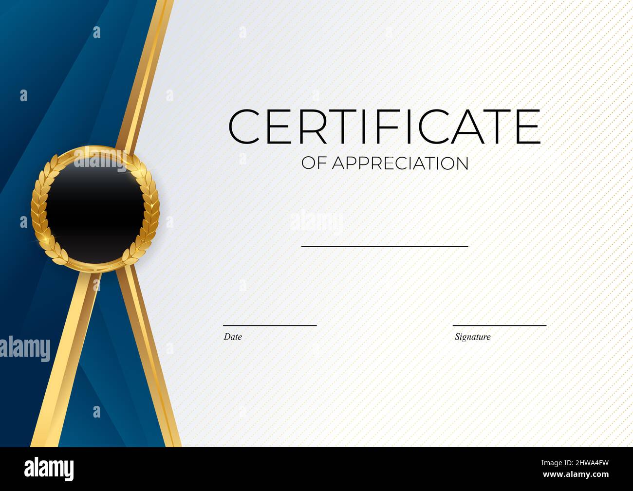 Blue And Gold Certificate Of Achievement Template Set Background With