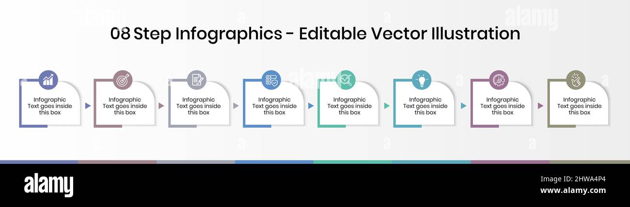 8 Steps Infographics Design Template - Graph, Pie chart, workflow ...