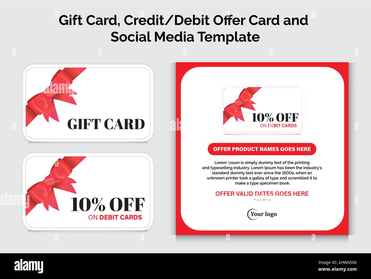 Gift Card, Credit & Debit offer Card and Social Media Template ...