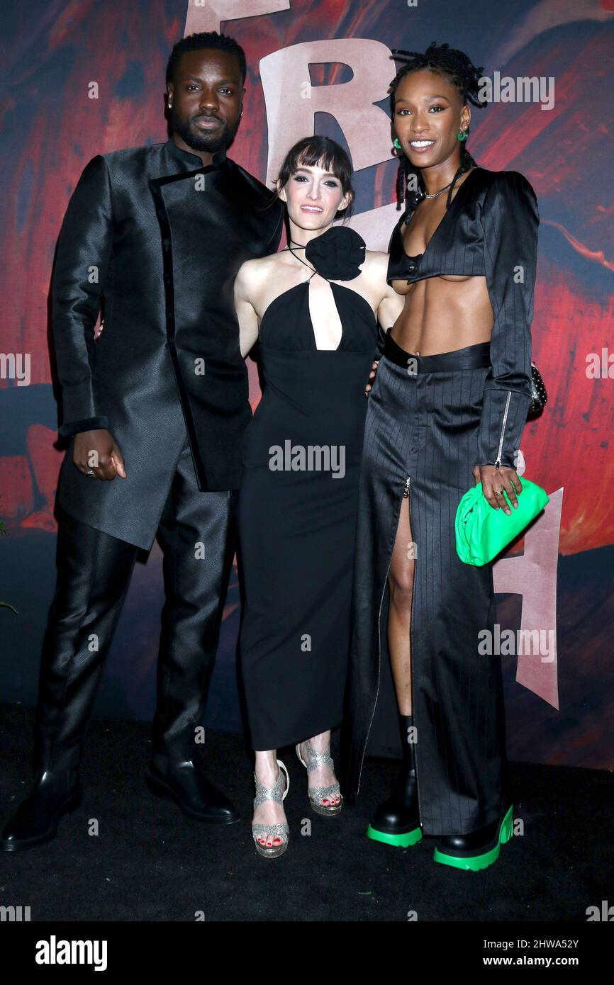 LOS ANGELES - MAR 3: Dayo Okeniyi, Mimi Cave, Jojo T Gibbs at the Fresh ...