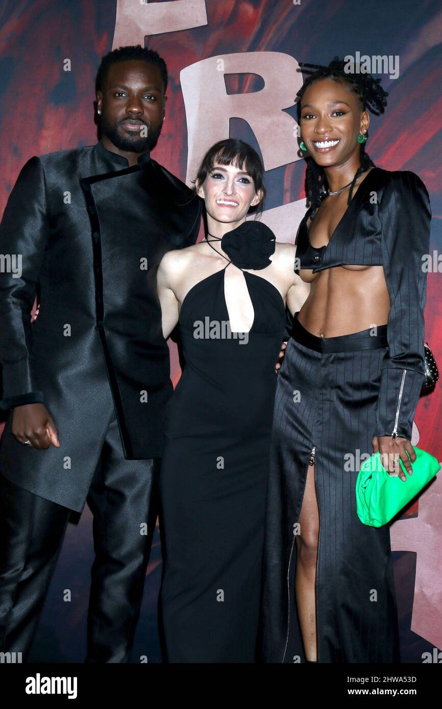 LOS ANGELES - MAR 3: Dayo Okeniyi, Mimi Cave, Jojo T Gibbs at the Fresh ...
