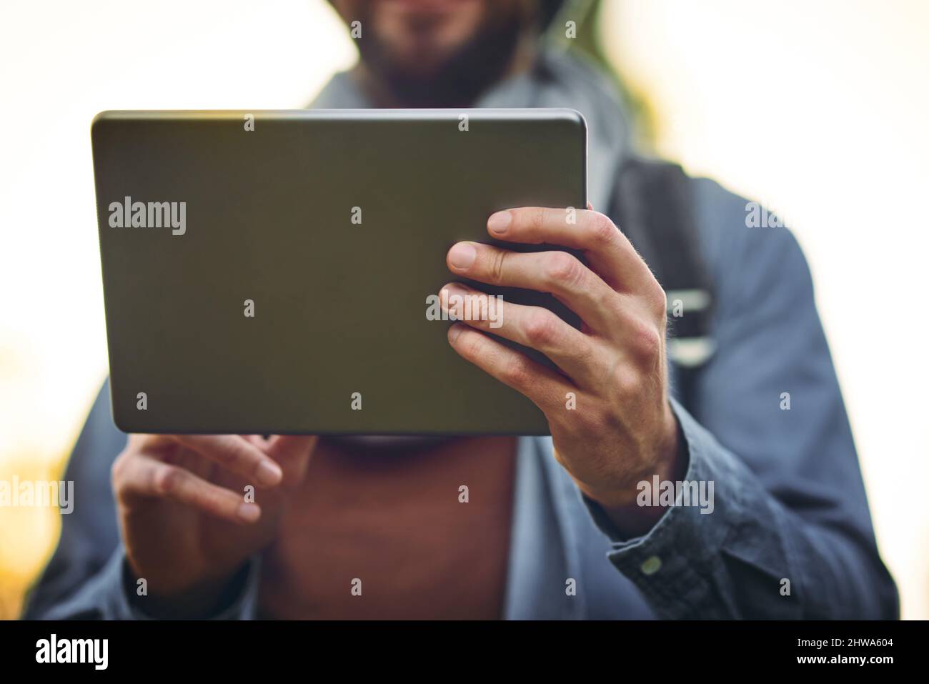 Cropped shot men using hi-res stock photography and images - Alamy