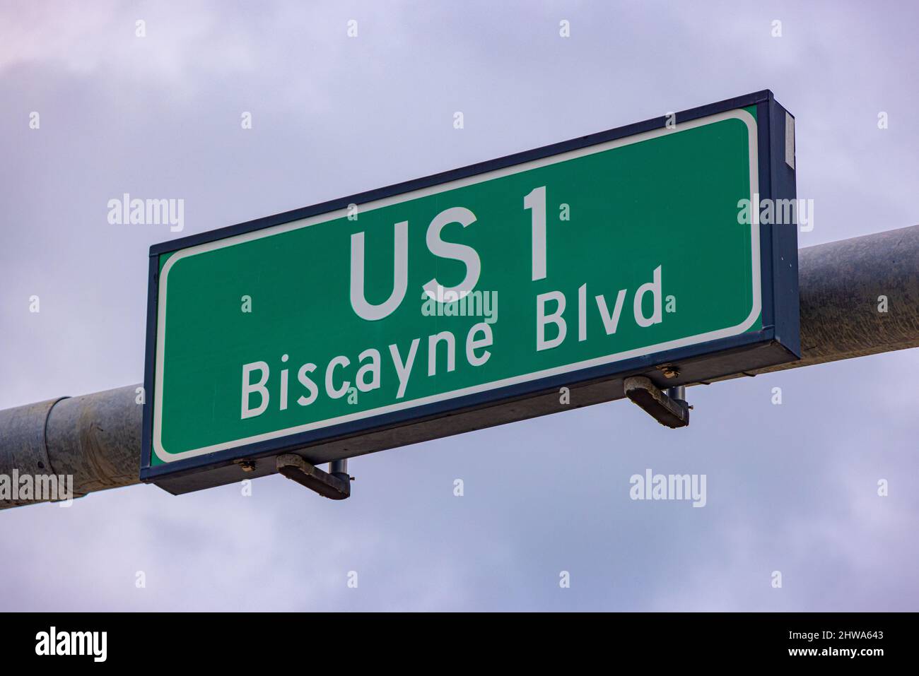 US1 Biscayne Blvd street sign in Miami Stock Photo - Alamy