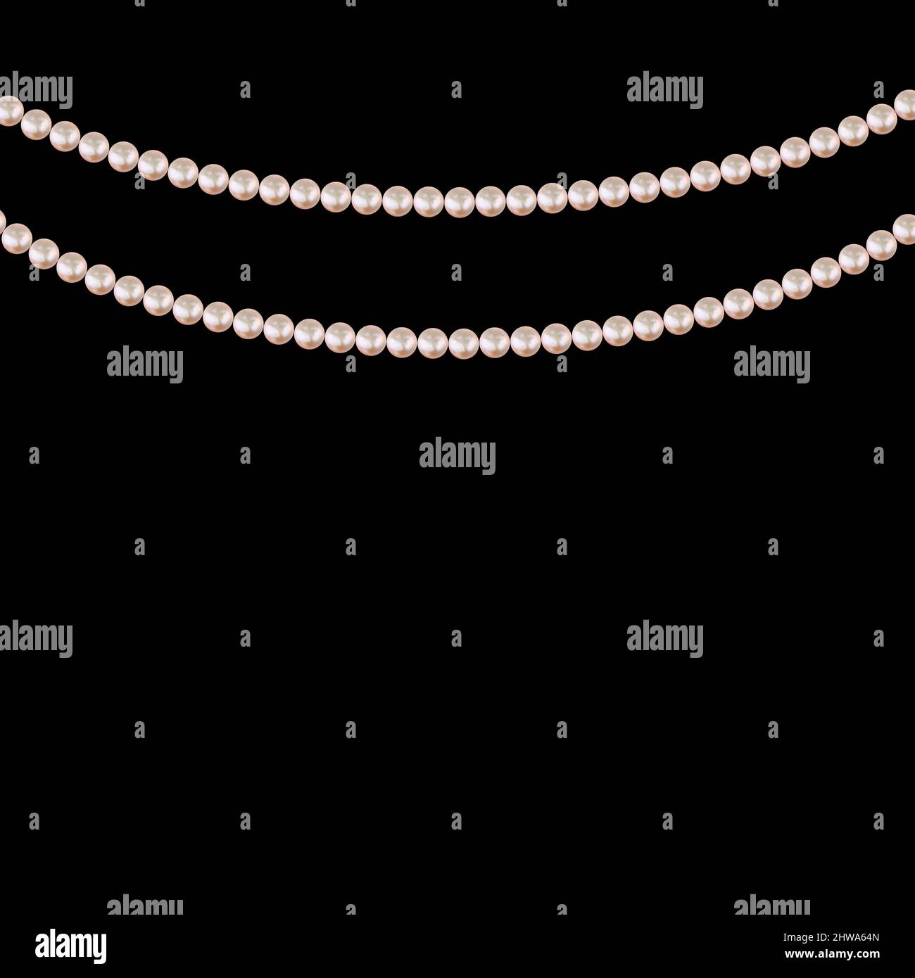Realistic string of pearls on black background. Illustration Stock ...