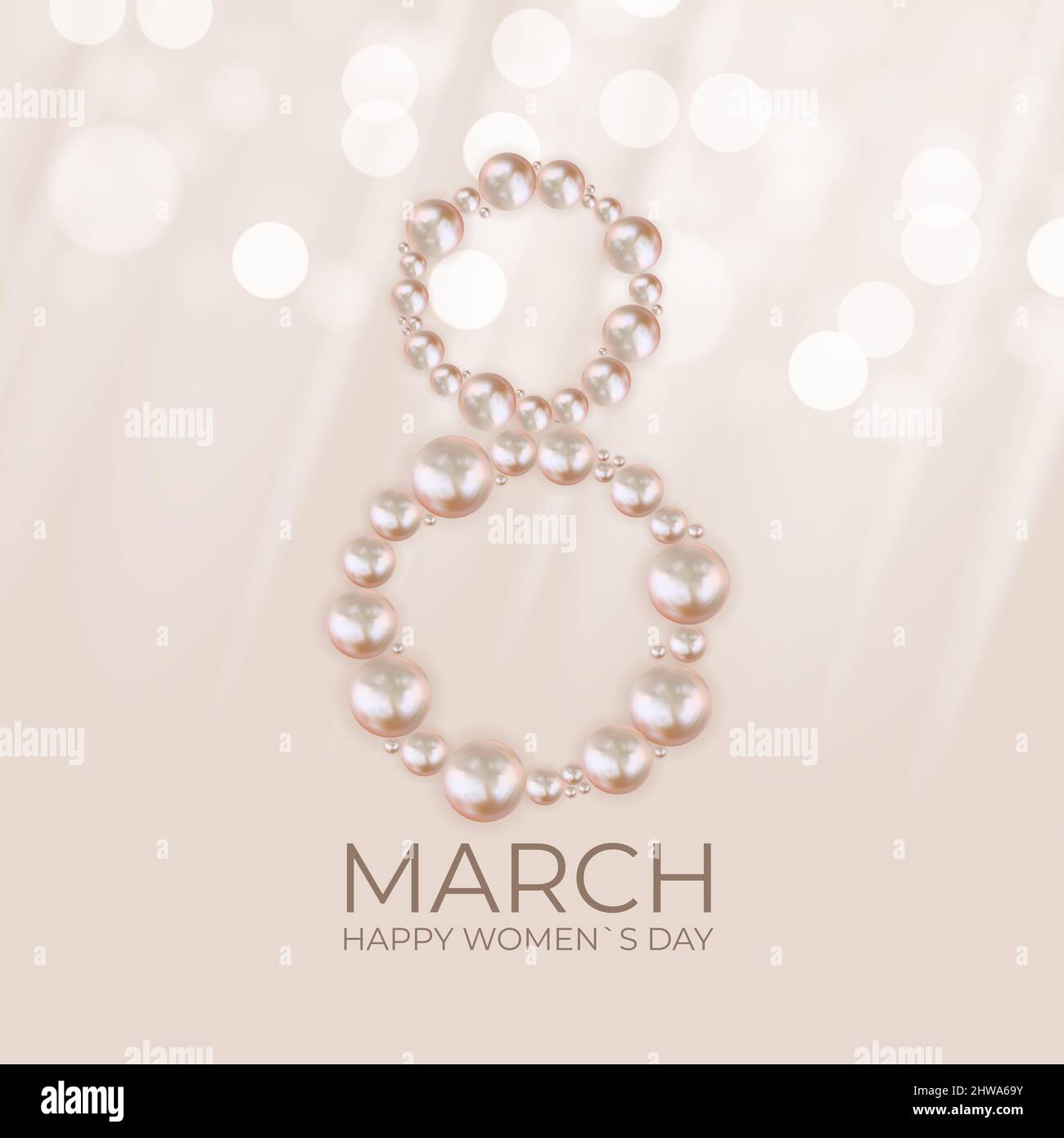 8 March Happy Womens Day congratulation card pastel background with ...