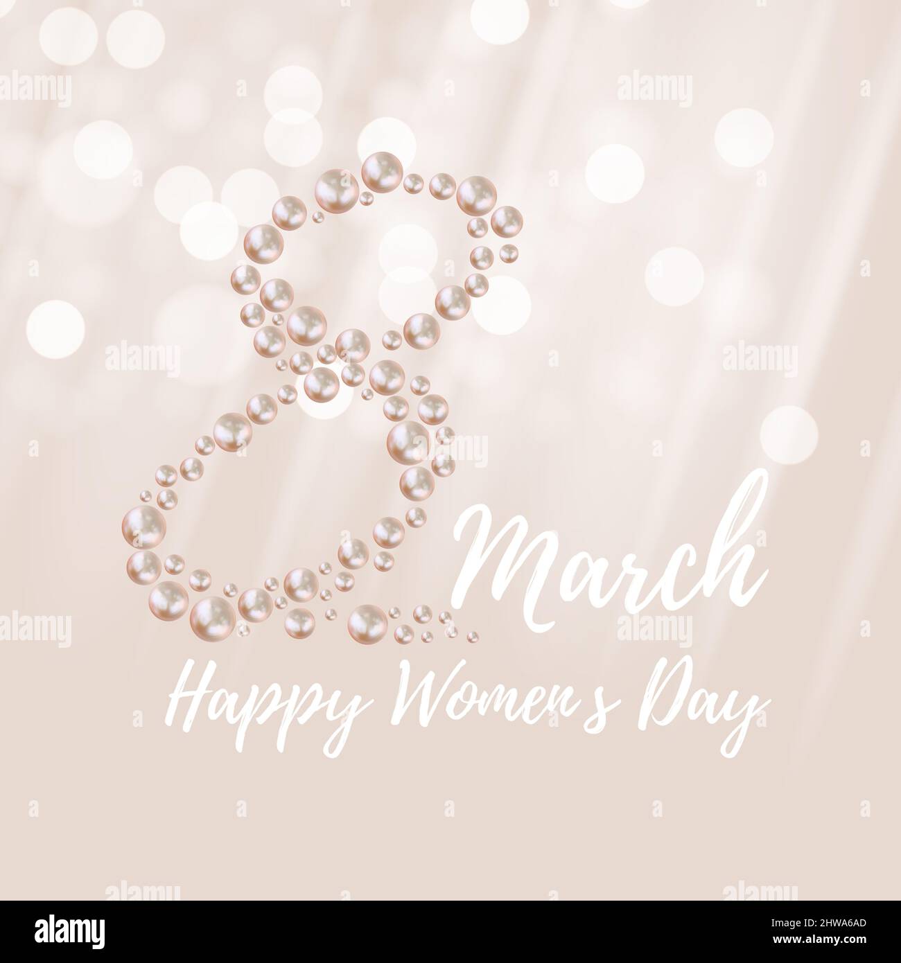 8 March Happy Womens Day congratulation card background with realistic ...