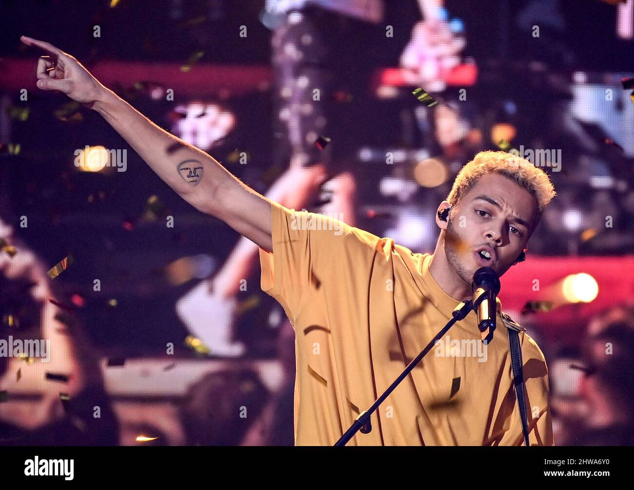 Berlin, Germany. 04th Mar, 2022. Malik Harris stands on stage during ...