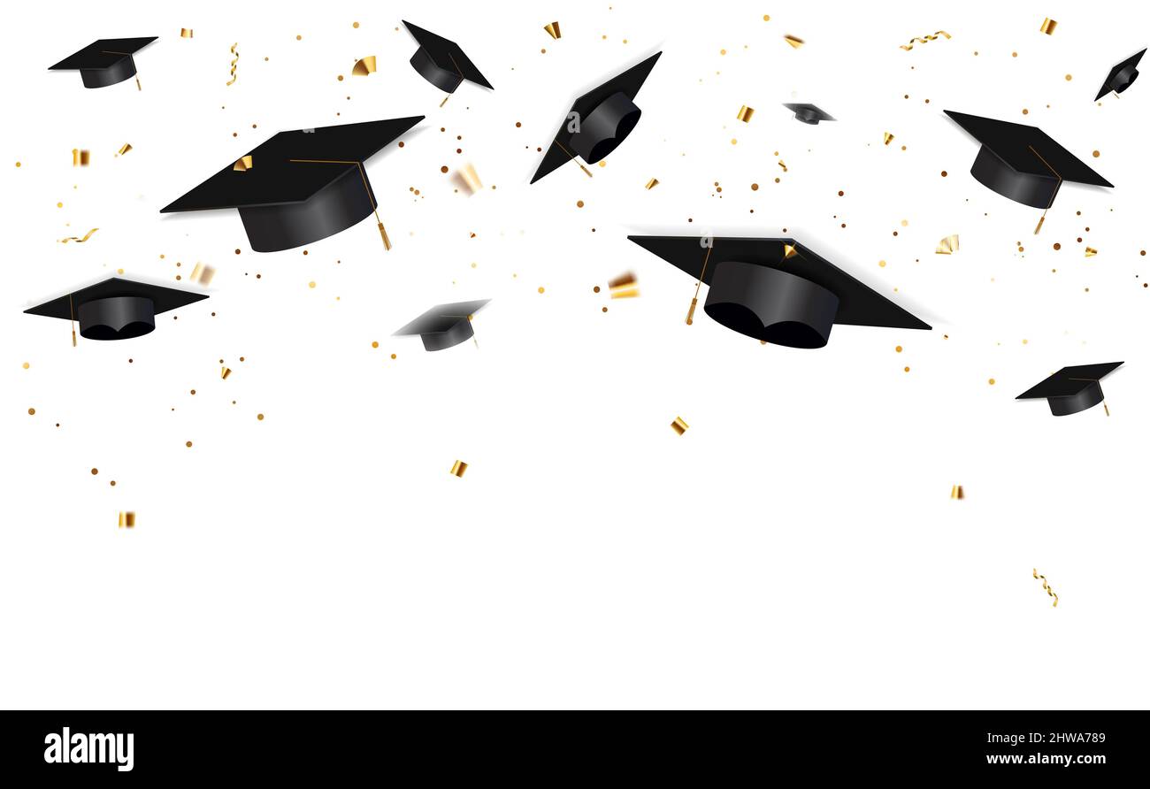 Education Concept Background. Graduation caps and confetti ...