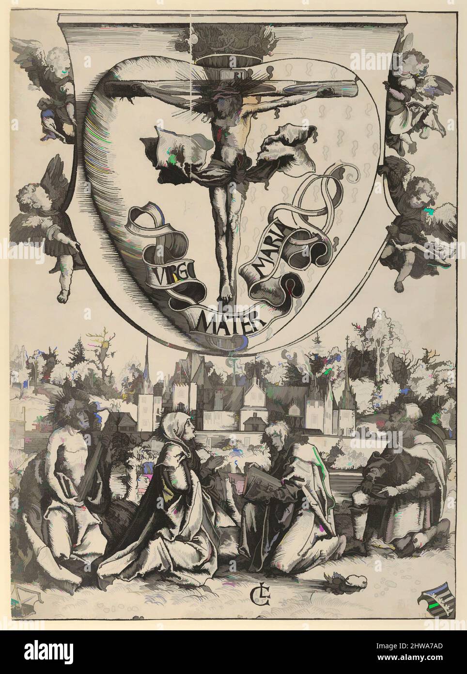 Art inspired by Drawings and Prints, Print, Four Saints Adoring Christ ...