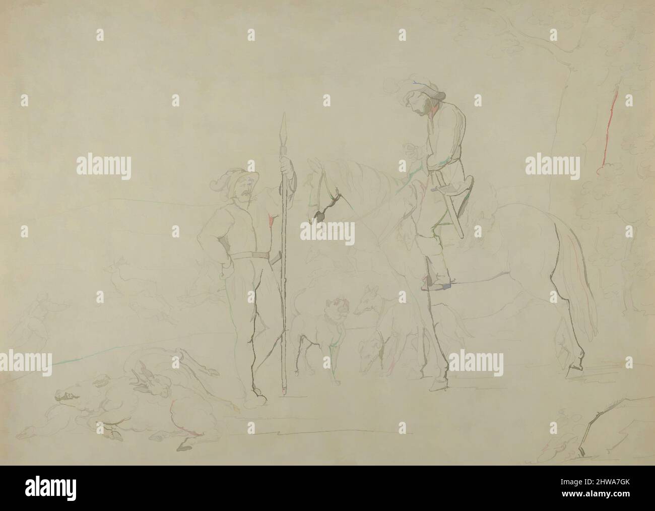 Art inspired by Drawings and Prints, Drawing, Medieval Hunting Scene ...