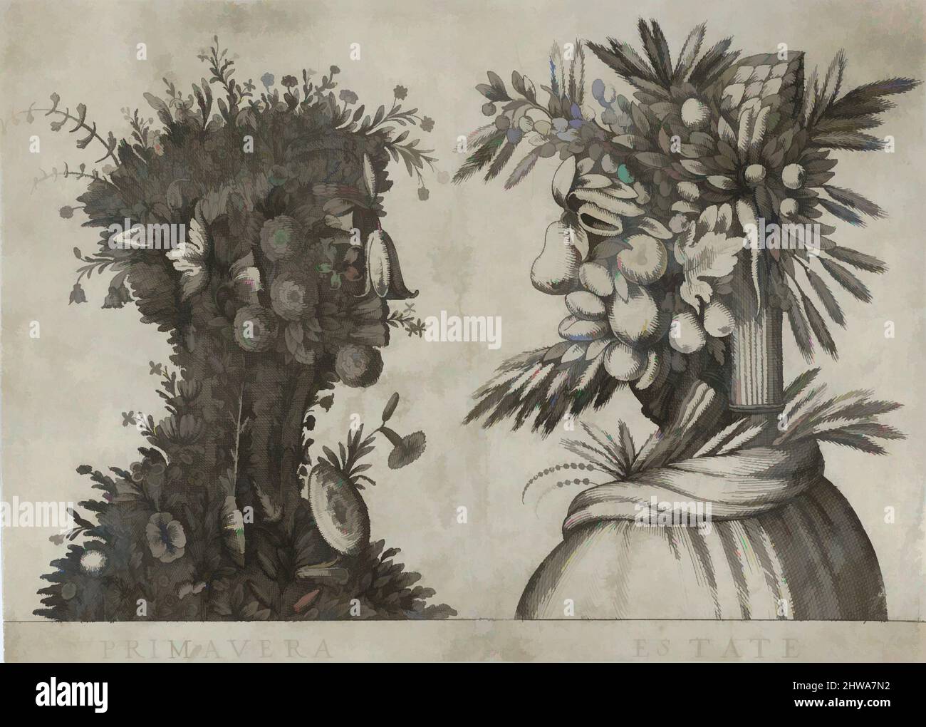 Art inspired by Spring and Summer: two heads made from flora typical of ...