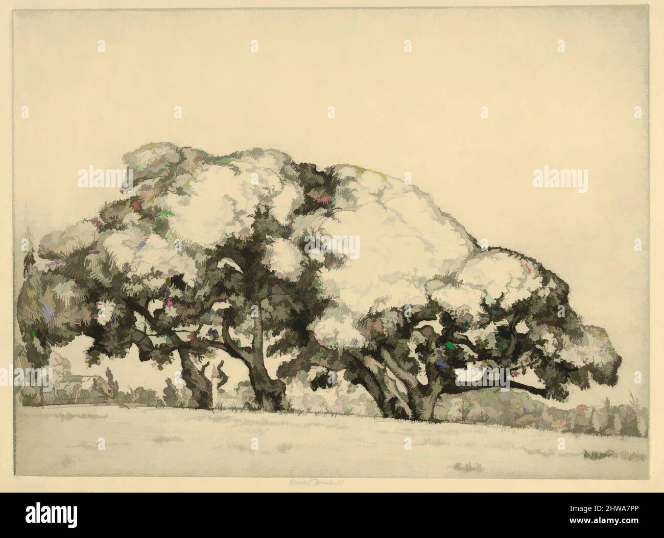 Art inspired by Drawings and Prints, Print, Four Live Oaks, Artist ...