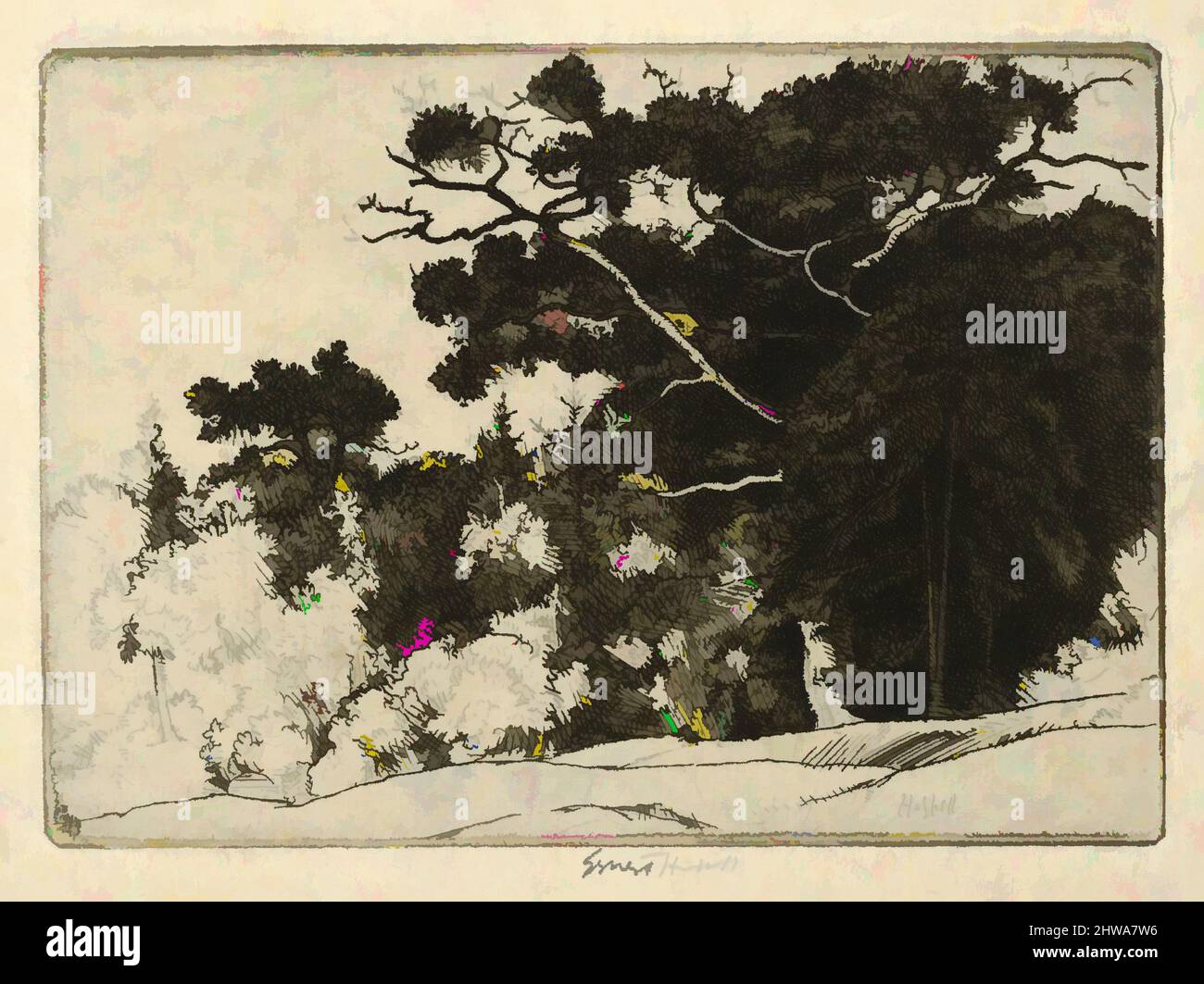 Art inspired by Drawings and Prints, Print, Brown's Oak, Artist, Ernest ...