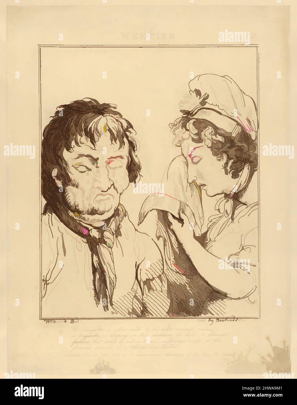 Art inspired by Drawings and Prints, Print, Weeping (Le Brun Travested ...