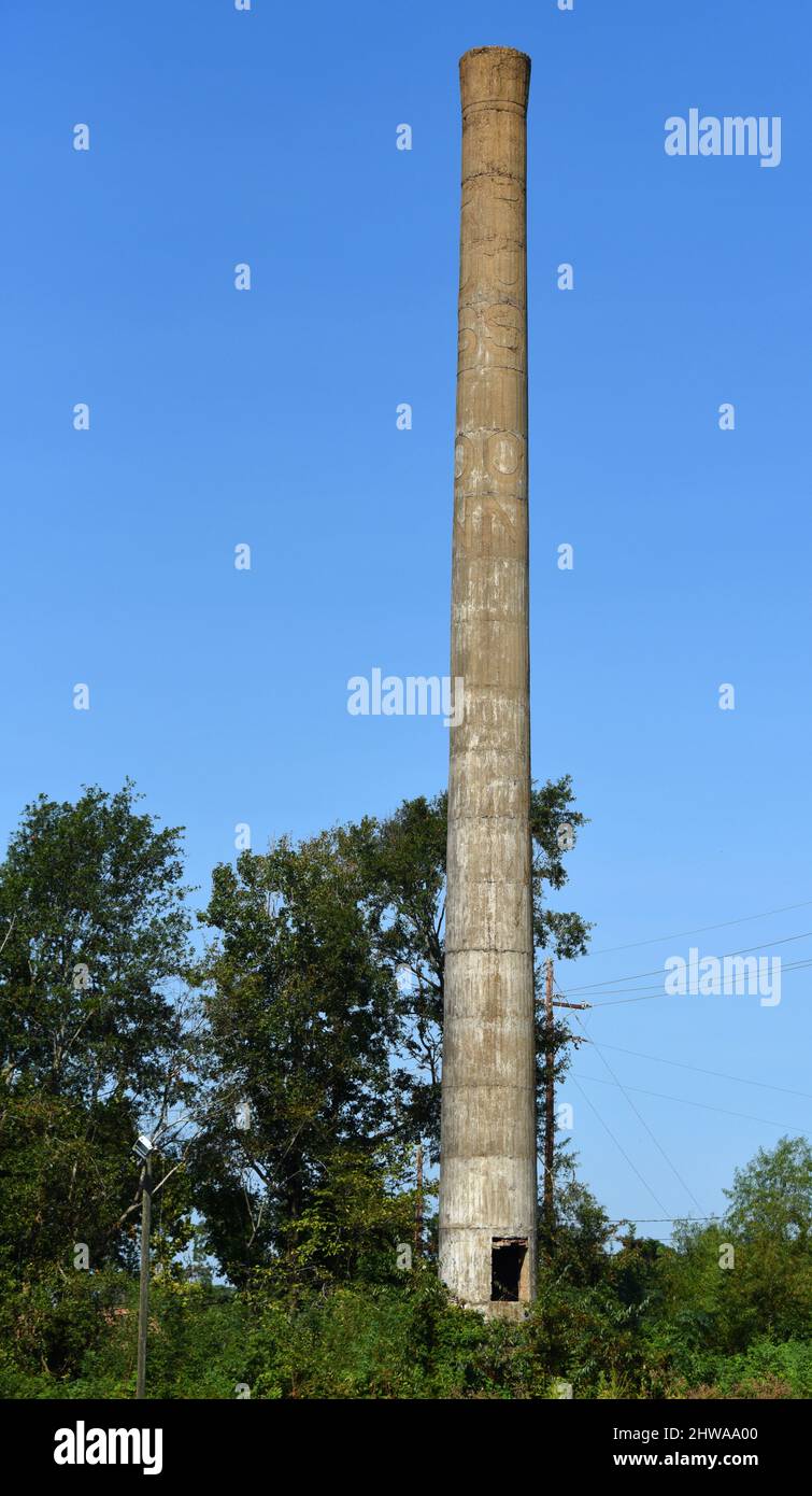 Tall chimney reaches for the sky and is all that remains of this ...