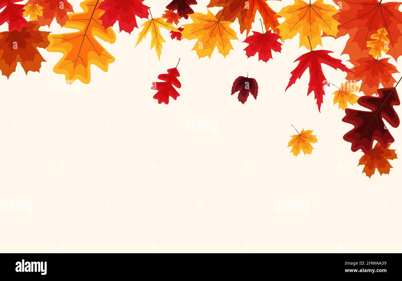 Autumn background with falling leaves. Illustration Stock Photo - Alamy