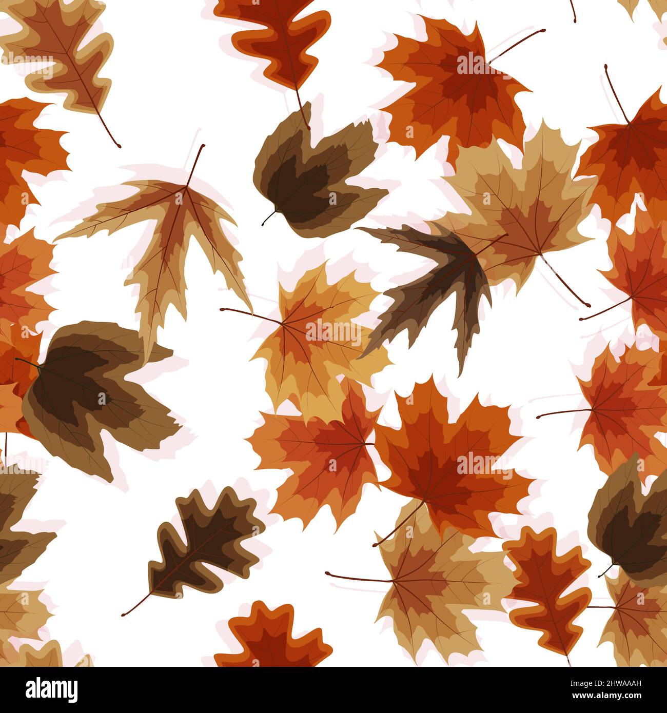 Autumn seamless pattern background with falling leaves. Illustration ...