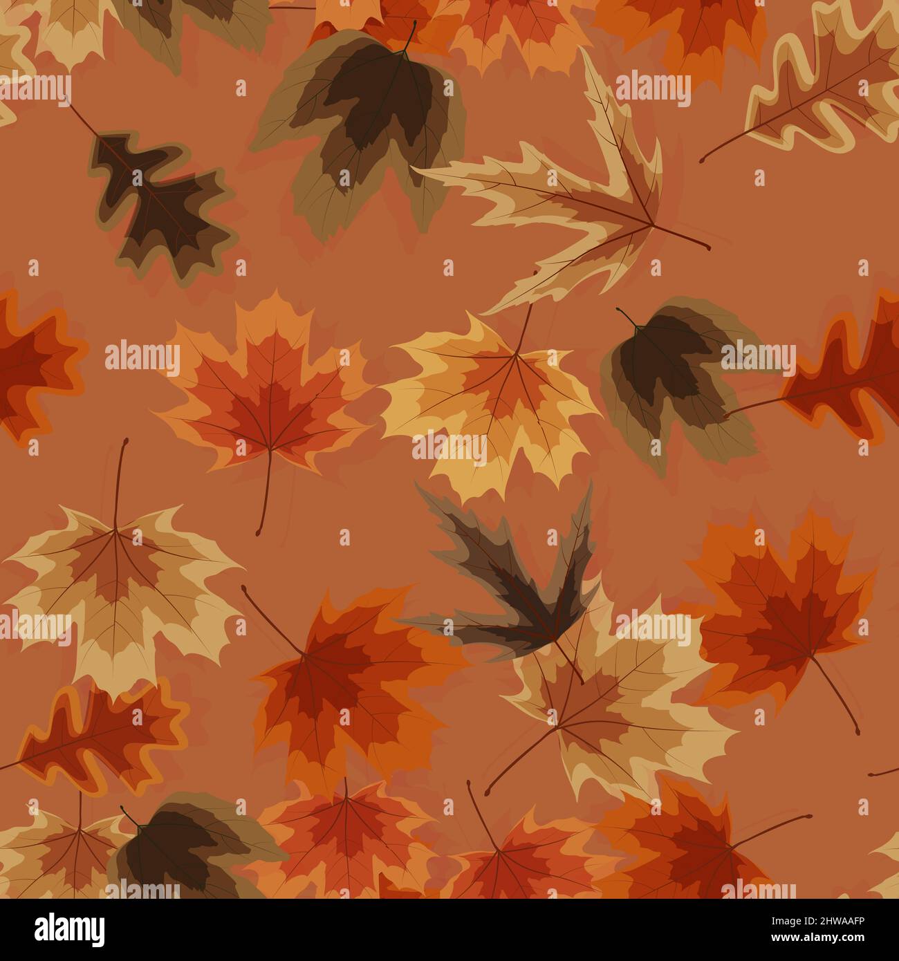 Autumn seamless pattern background with falling leaves. Illustration ...