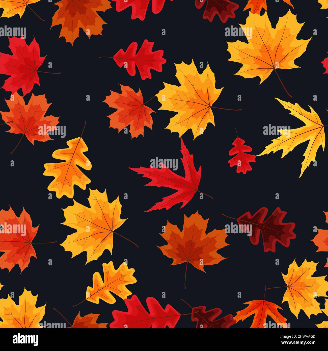 Autumn seamless pattern background with falling leaves. Illustration ...